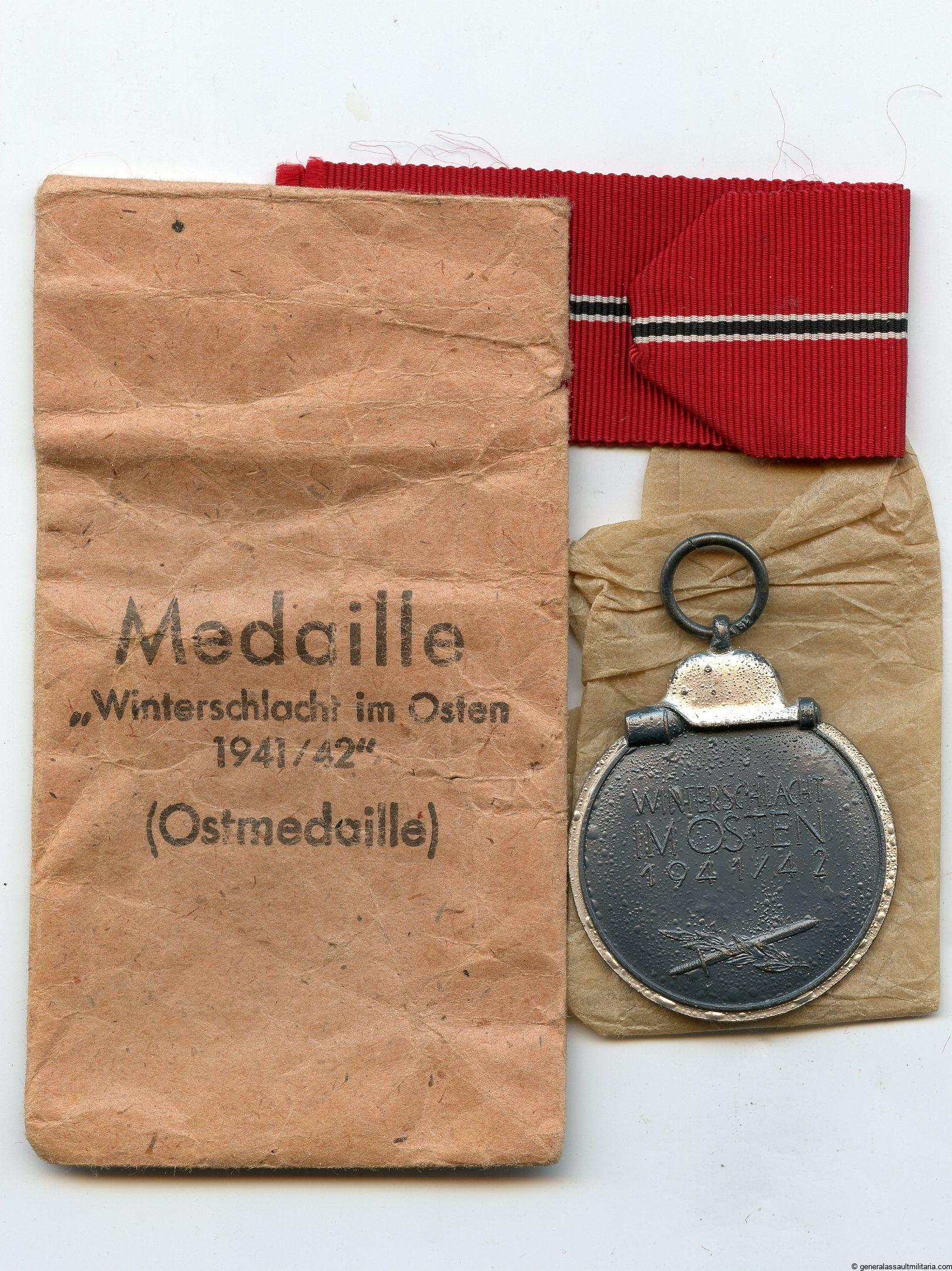 Ost medal + packet - E.F. Wiedmann, Frankfurt - Generalassaultmilitaria