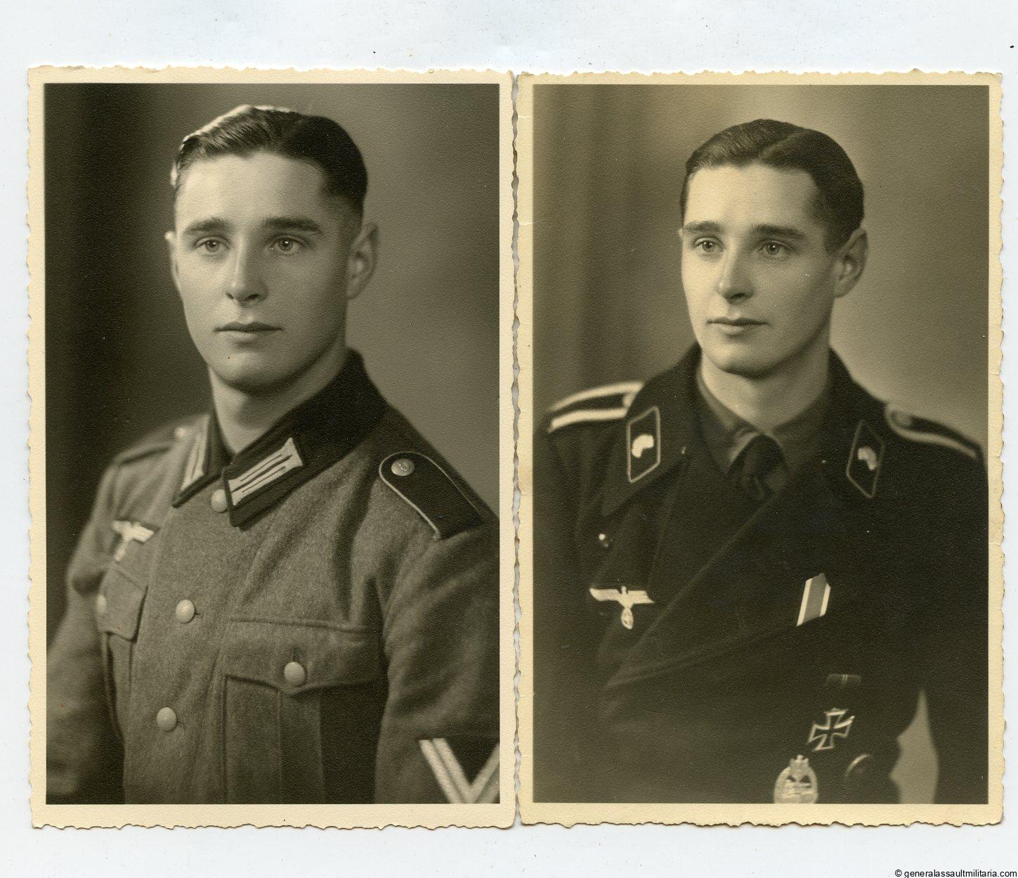 2x portrait with highly decorated Panzer soldier - Generalassaultmilitaria